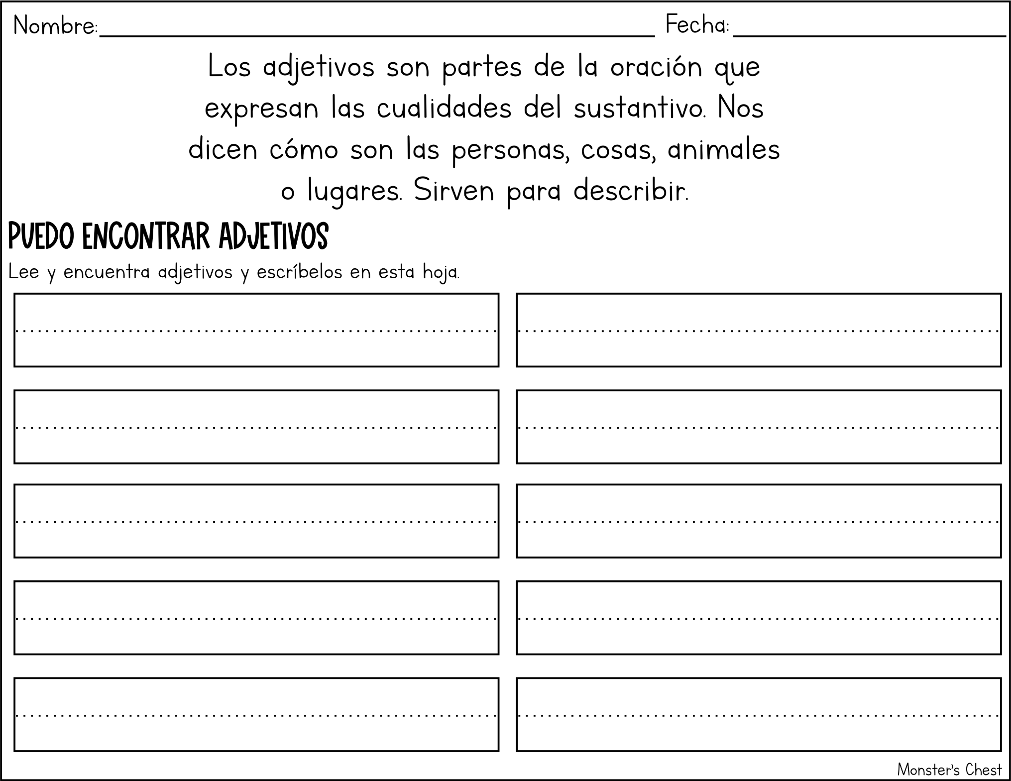 5 divertidos juegos para enseñar los adjetivos en tu clase. – Monster's ...