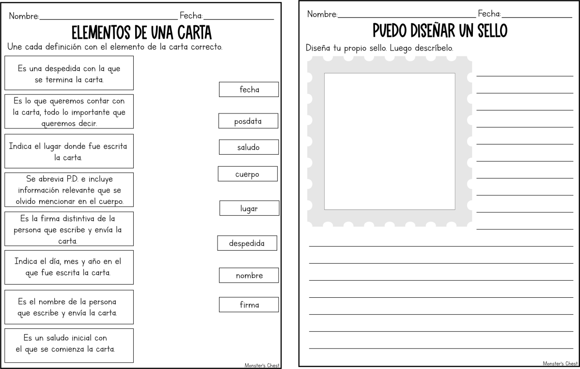 Enseña a escribir la carta a Santa con este recurso. – Monster's chest