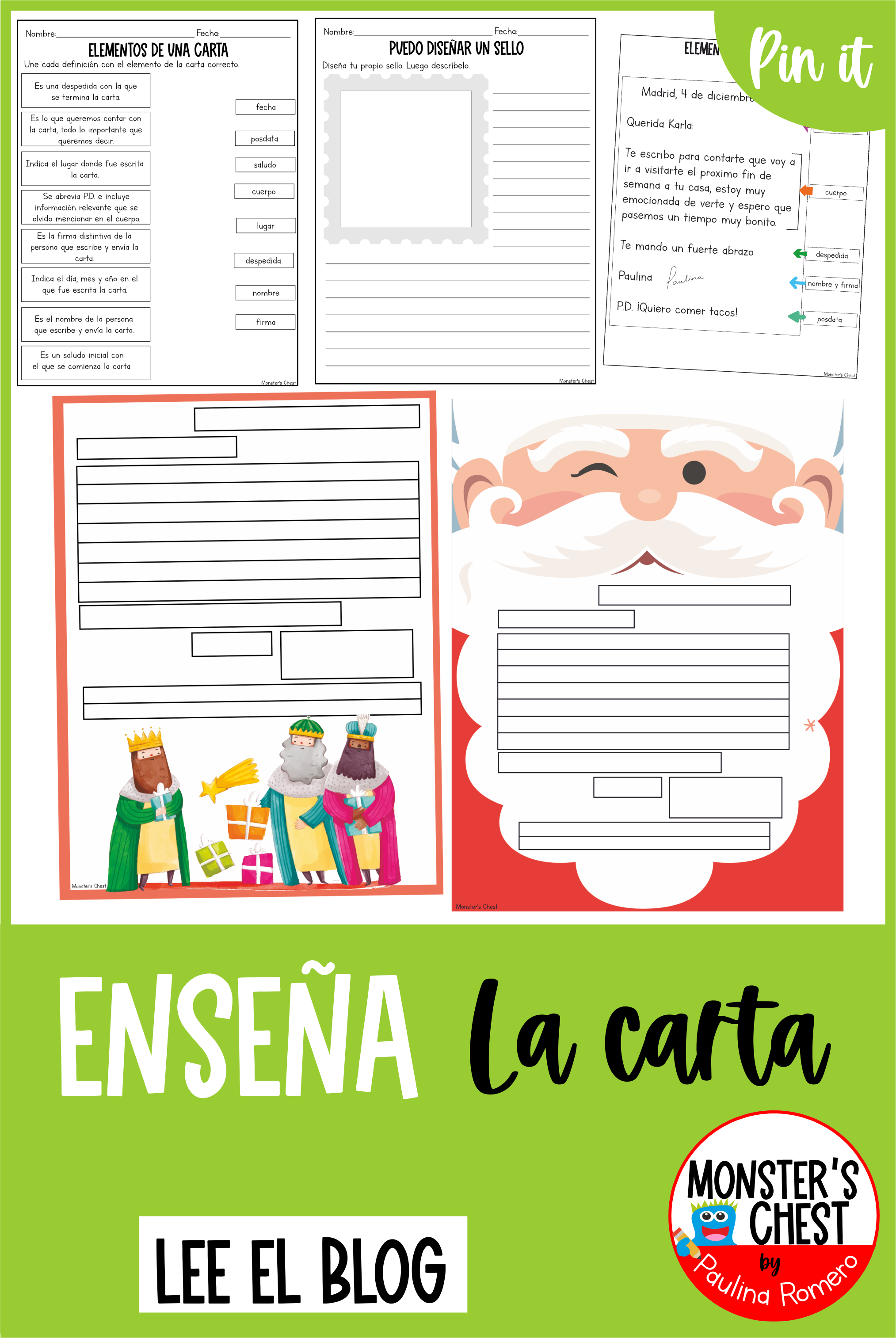 Enseña a escribir la carta a Santa con este recurso. – Monster's chest