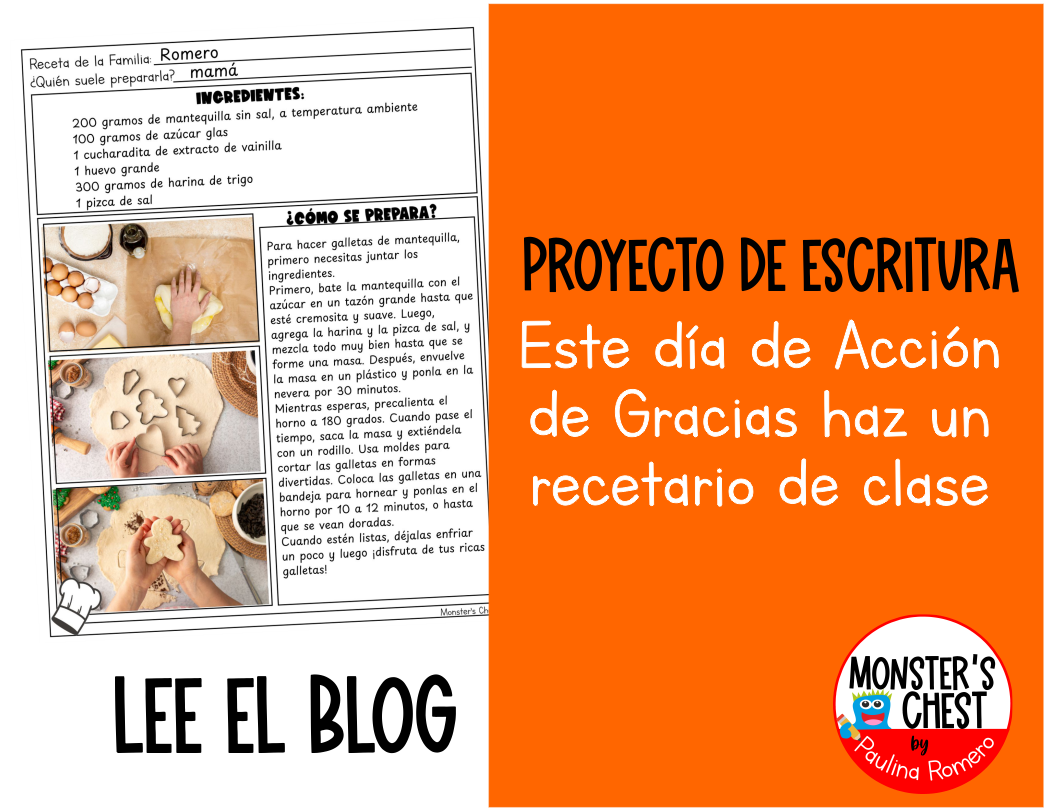 Proyecto de Escritura: Haz un Recetario de Clase este Día de Acción de ...